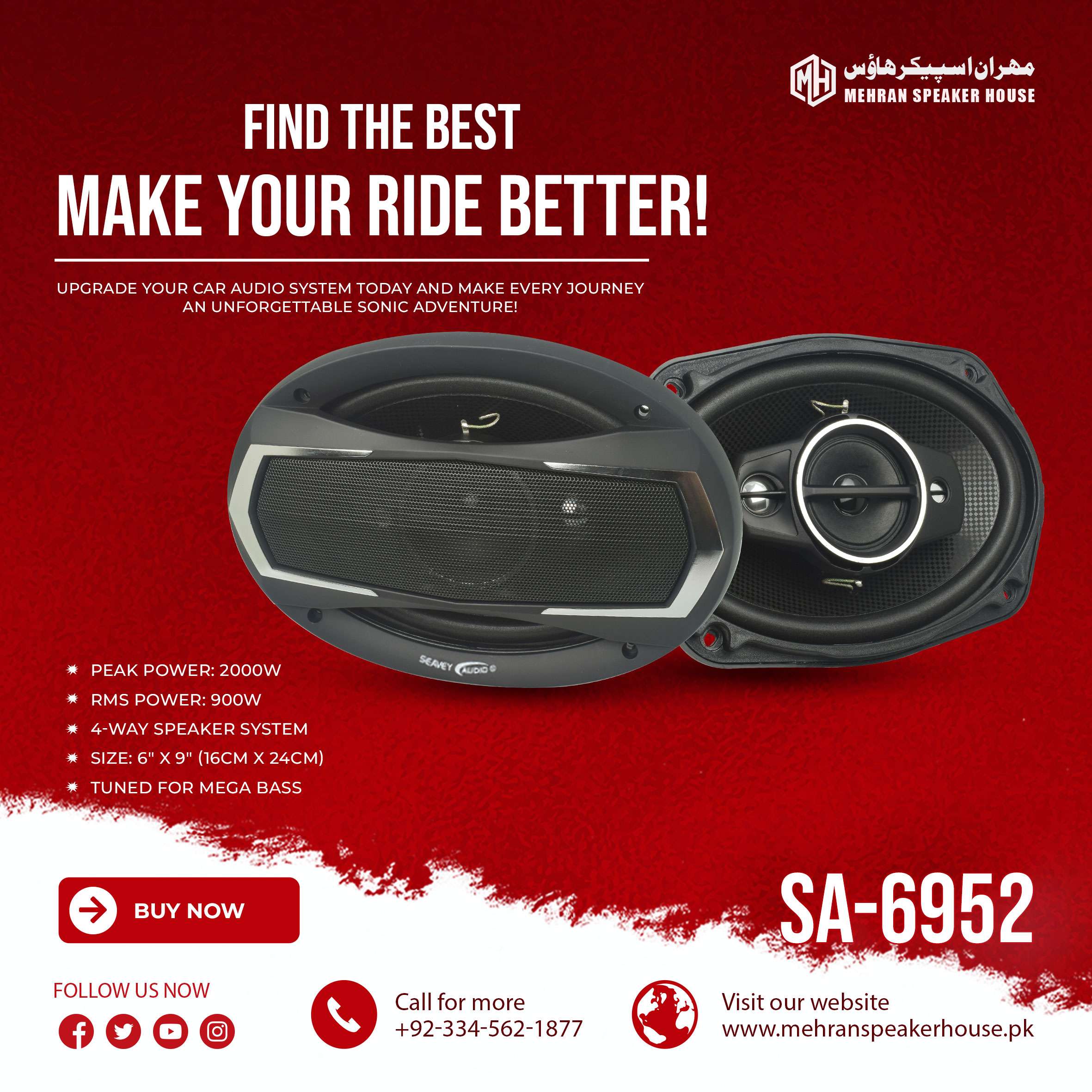 Seavey Audio SA-6952 4-Way Car Speaker - 2000W Peak Power - Mehran ...